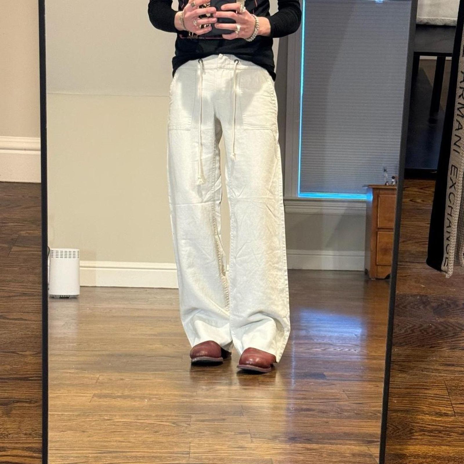J.Crew × Vintage vintage 2000s wide leg j.crew white linen y2k bootcut ...