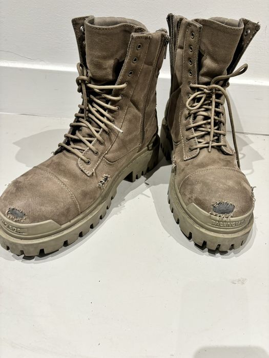 Balenciaga Balenciaga Combat Strike Boots In Tan | Grailed