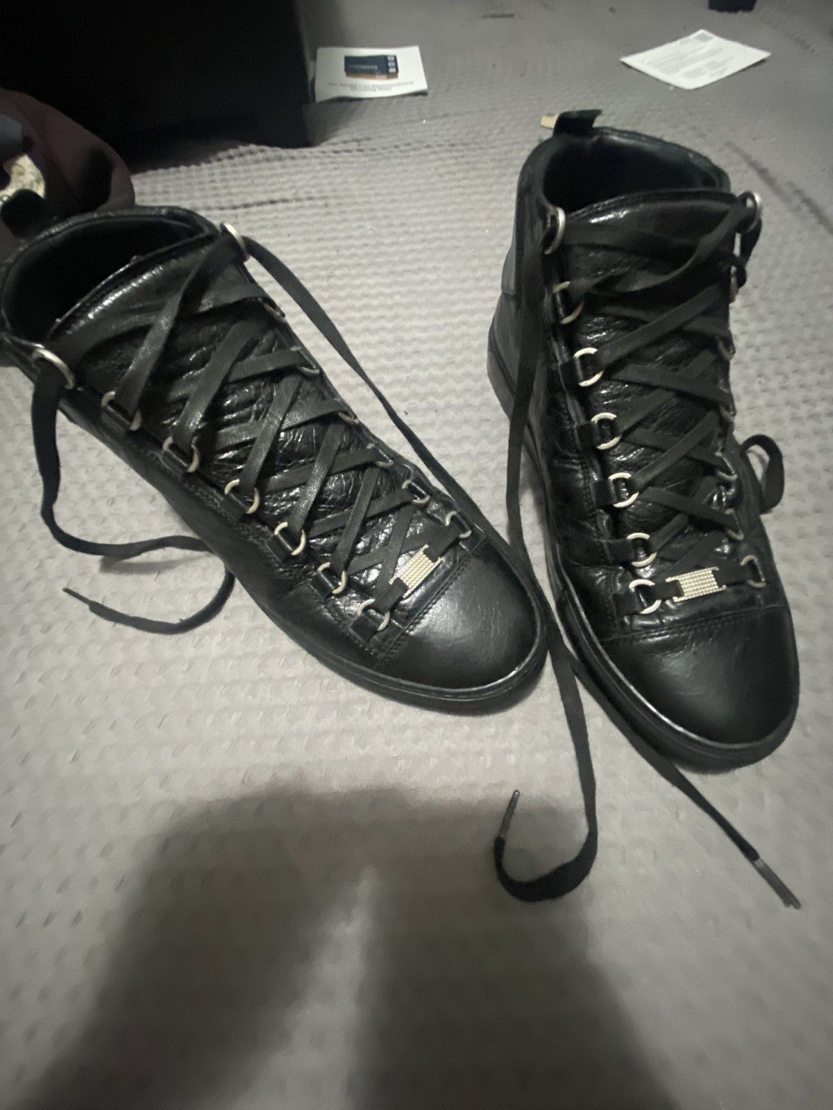 Balenciaga Balenciaga arenas black leather high shoes | Grailed