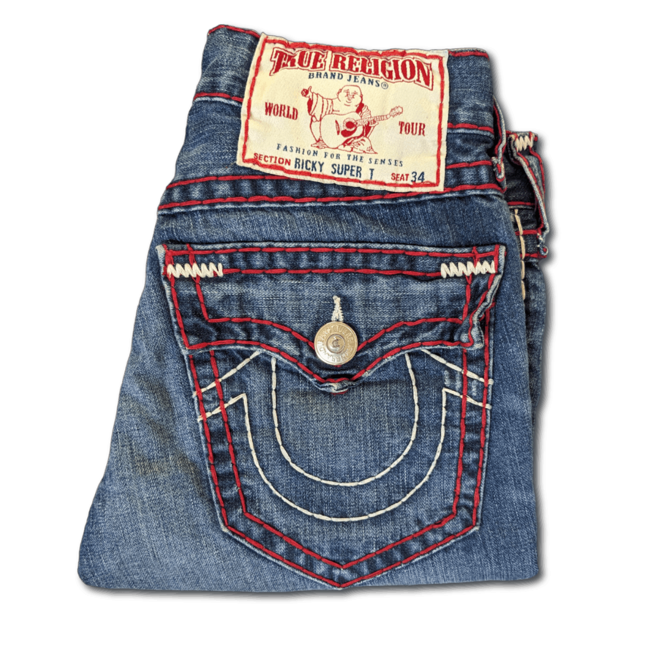 True Religion Vintage Rare True Religion Jeans Red Stitch Ricky Super T ...