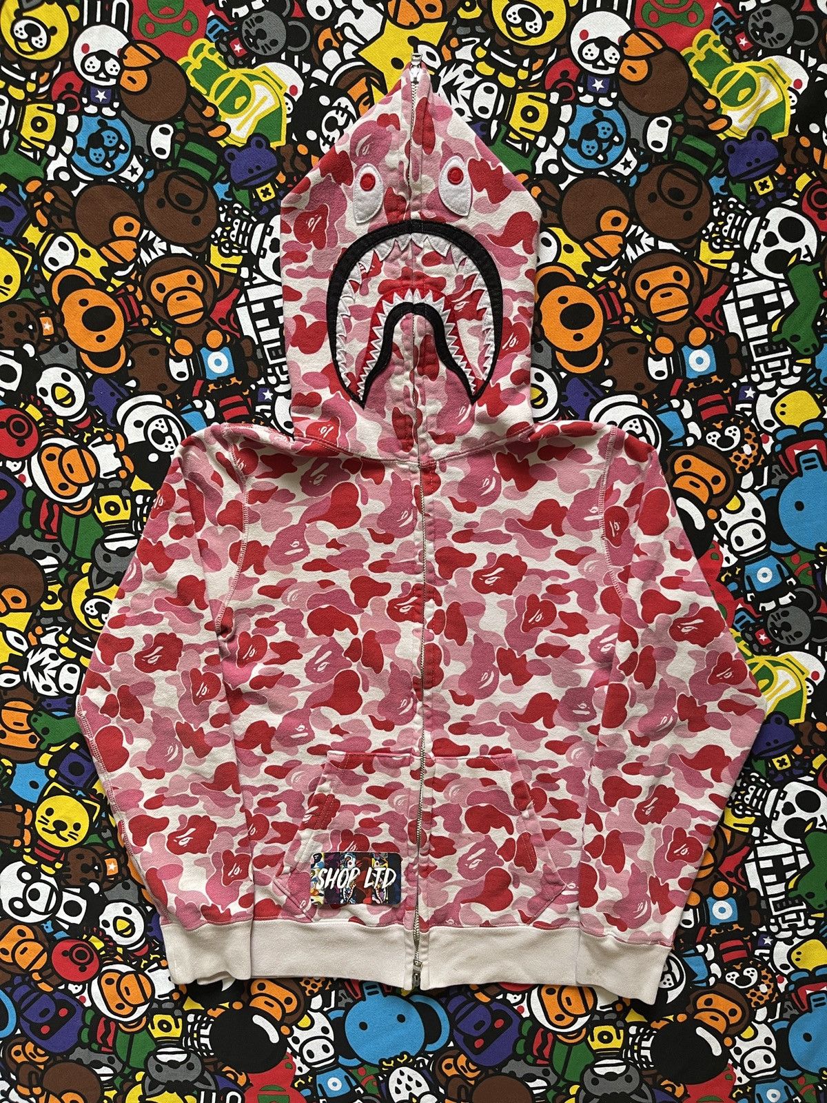 Bape A Bathing Ape Pink ABC Camo Shark Hoodie | Grailed