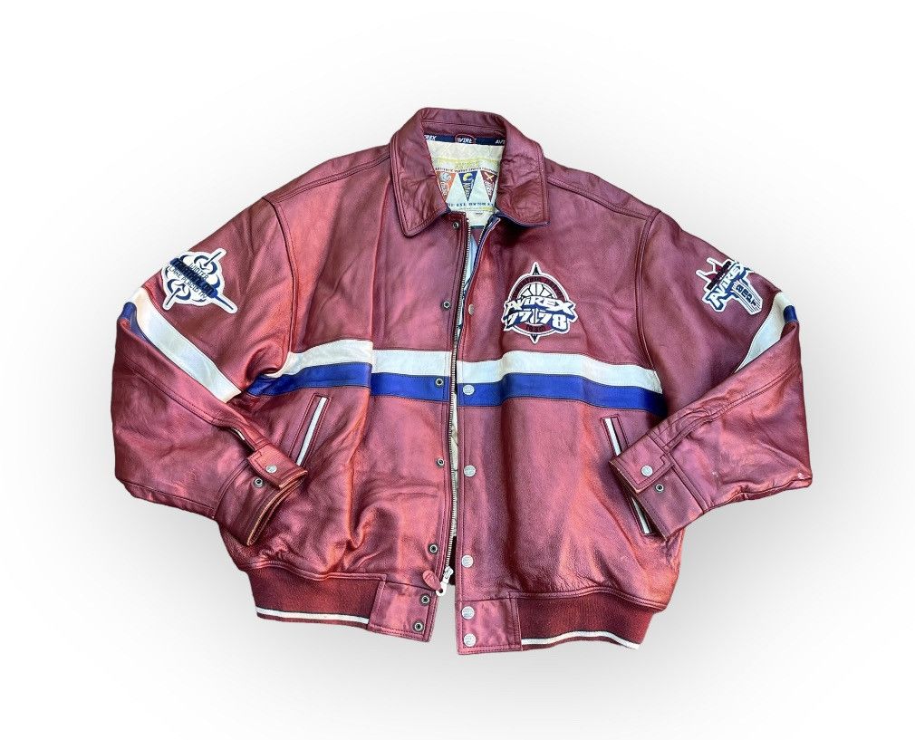 Avirex Varsity Jacket × Vintage VINTAGE 1990’S AVIREX VARSITY LEATHER ...