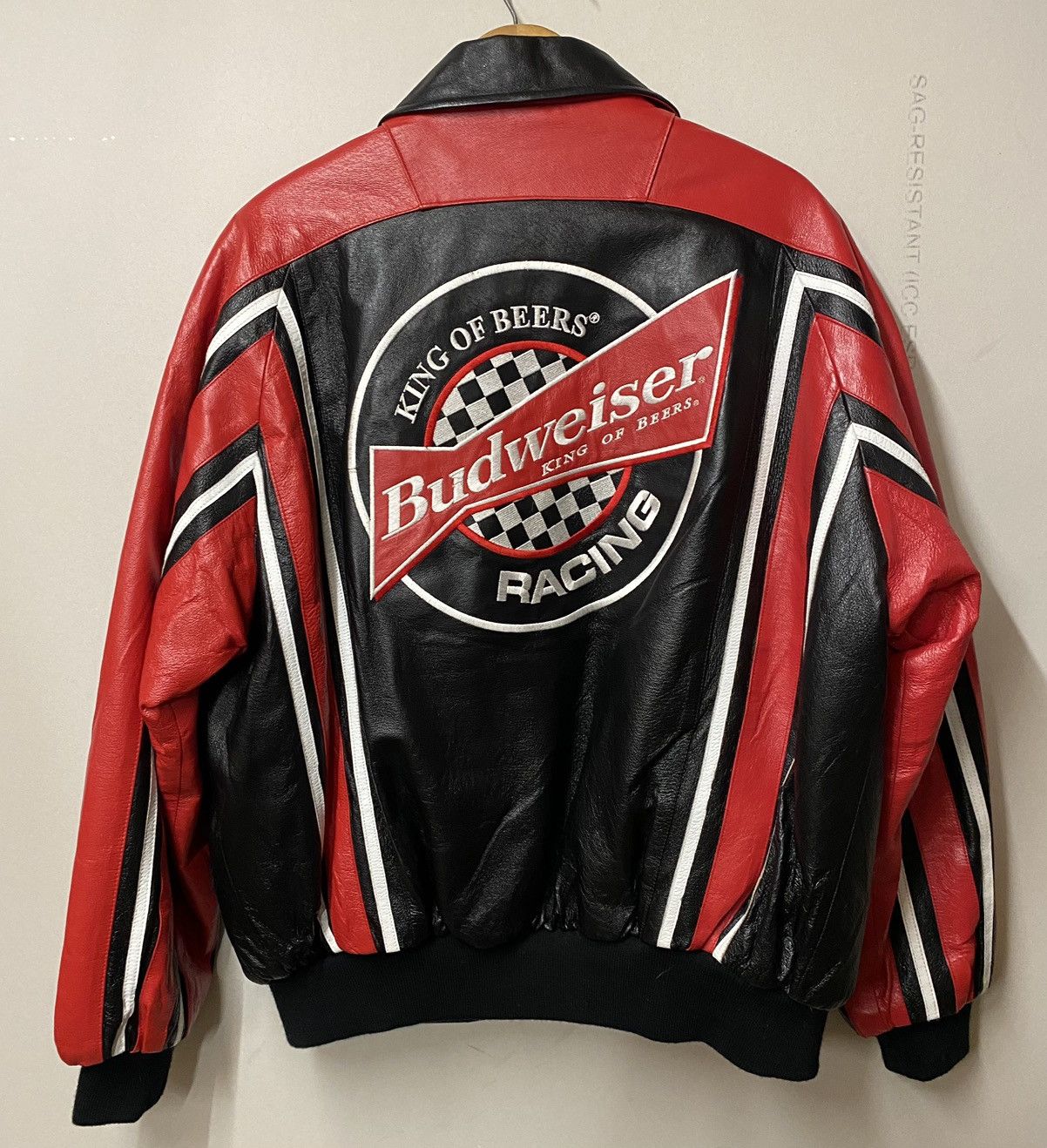 Vintage Vintage Budweiser Racing Leather Jacket | Grailed