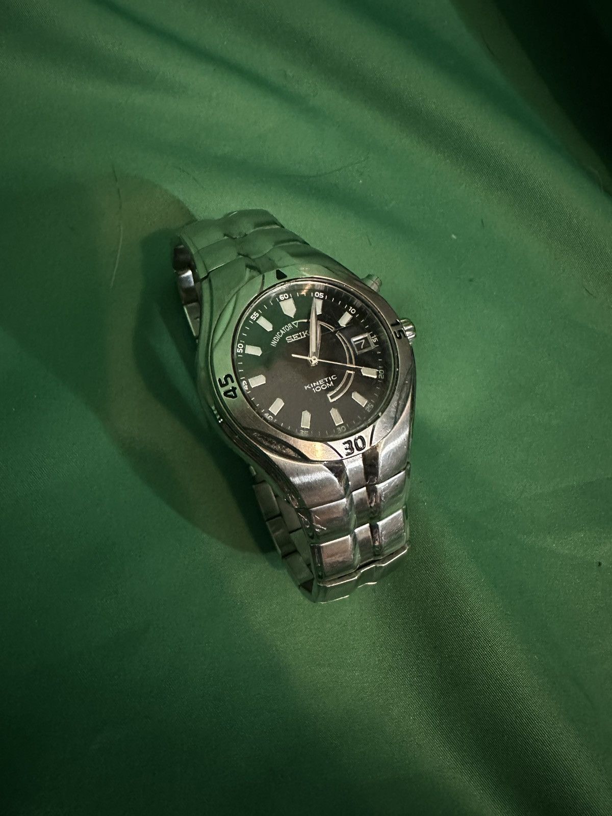 Seiko SEIKO Kinetic 100M silver stainless steel watch | Grailed