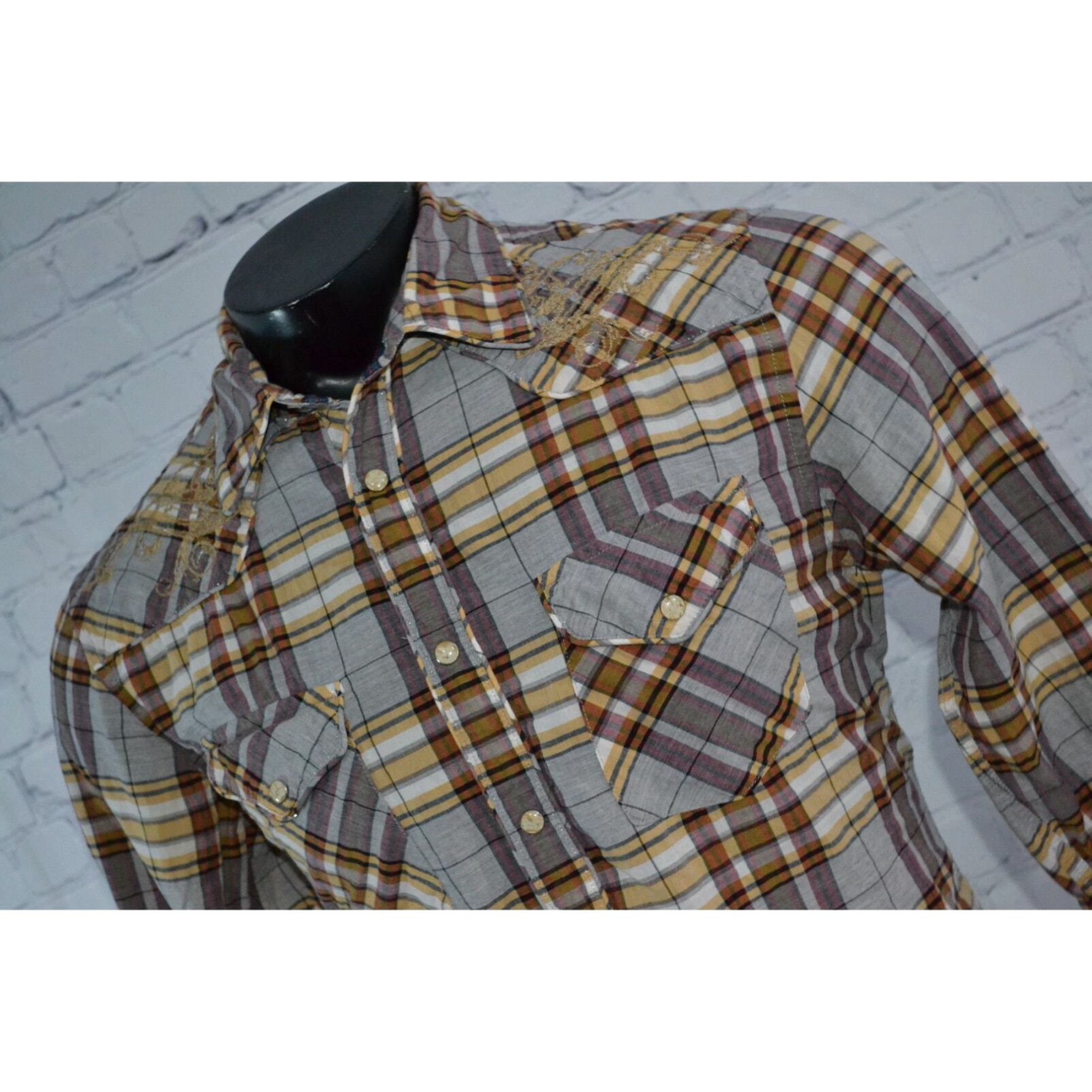 Guess Authentic Gray Plaid Western Style Button Front Shirt for Men in ...
