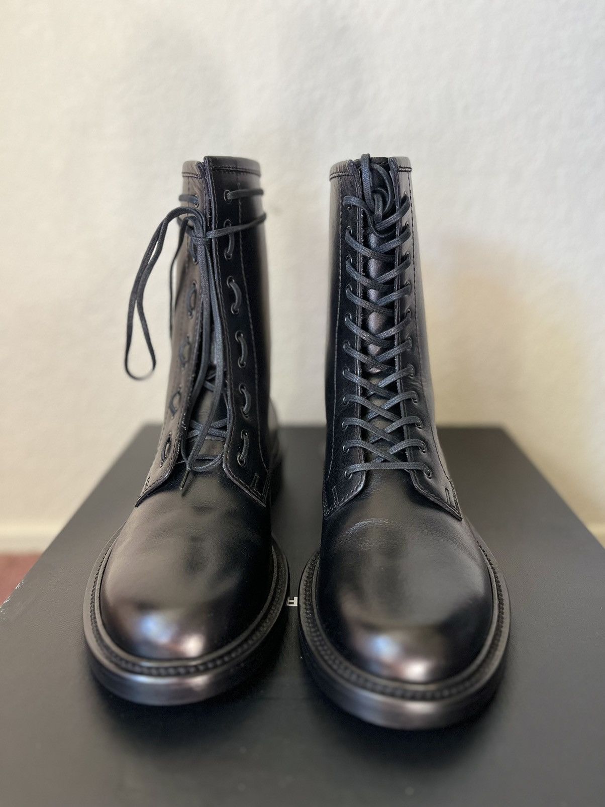 Saint Laurent Paris Black Leather Timothy Combat Military Ranger Boots ...