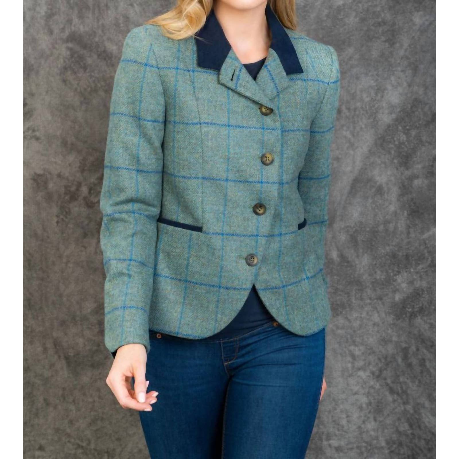 Designer JACK MURPHY Sasha Tweed Jacket In Light Teal Check | Grailed