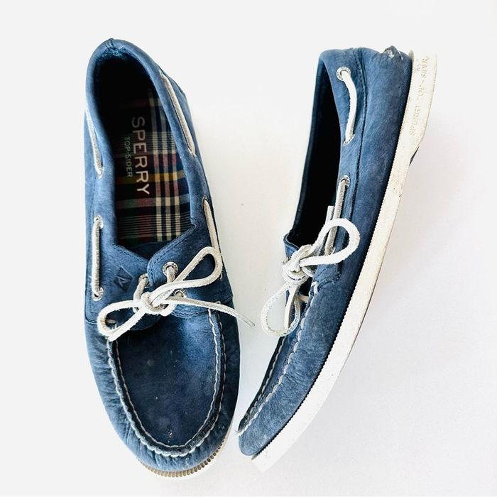 Sperry Sperry Navy Blue White Lace Original Boat Shoes Slip On Prep Grailed