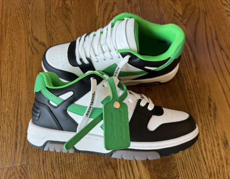 Off-White 9 Off-White Out of Office Green Black OOO 42 Low Tops Logo ...