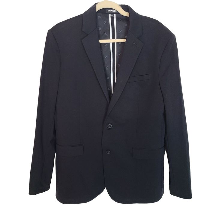 Express Express Mens 40R Black Slim Fit Lined Two-Button Blazer Suit ...