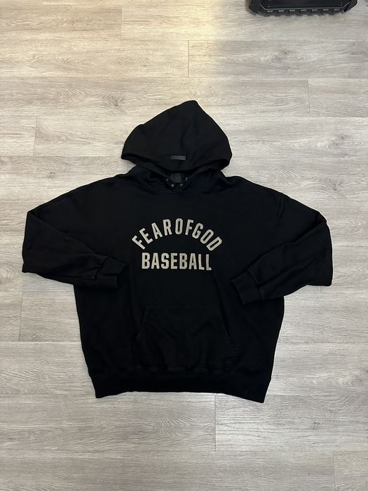 Fear of God Fear of God Baseball Hoodie Black silver grey FOG BASIC ...