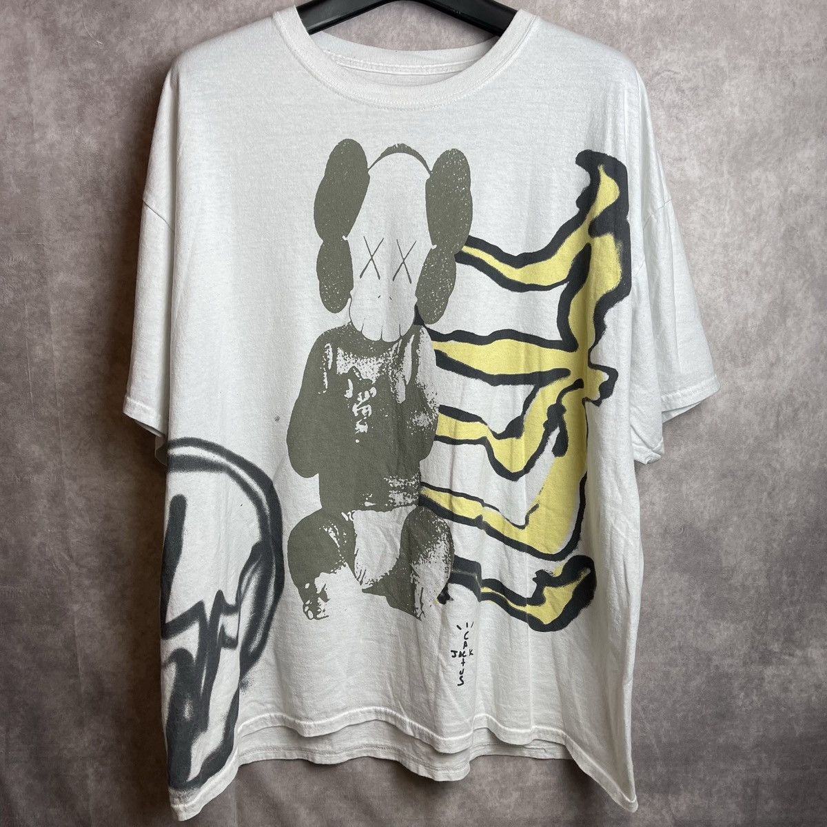 Travis Scott Travis Scott Cactus Jack Kaws Fragment Aged Yellow Tee ...