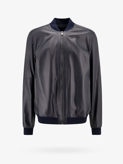 Corneliani Jacket Man Blue Leather Jackets | Grailed