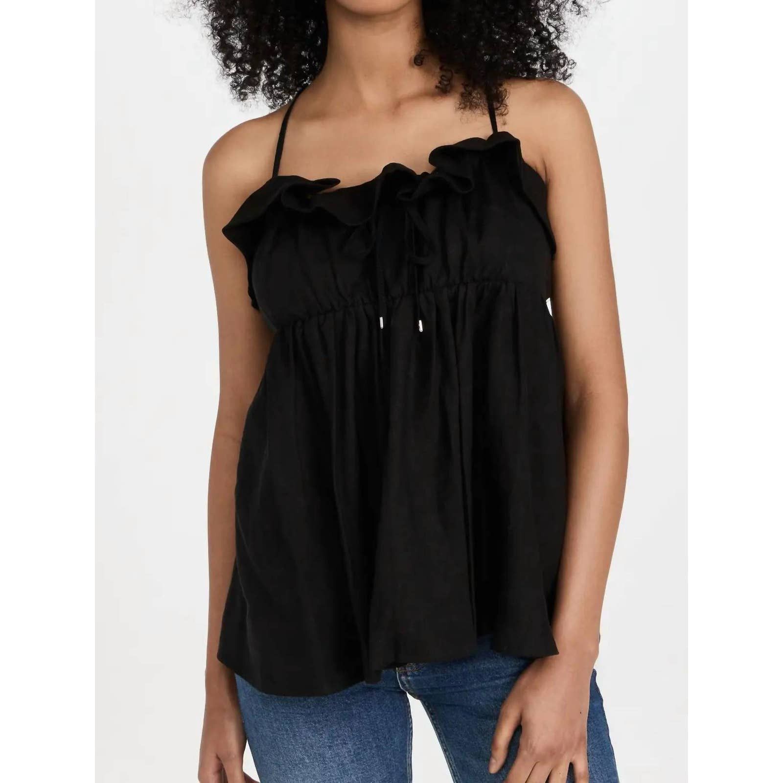 Marissa Webb MARISSA WEBB Jayce Linen Laced Empire Top In Black | Grailed