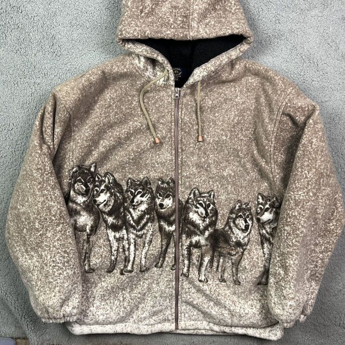 Other Vintage Sofari Collections Wolves Snow Hooded Fleece Jacket | Grailed
