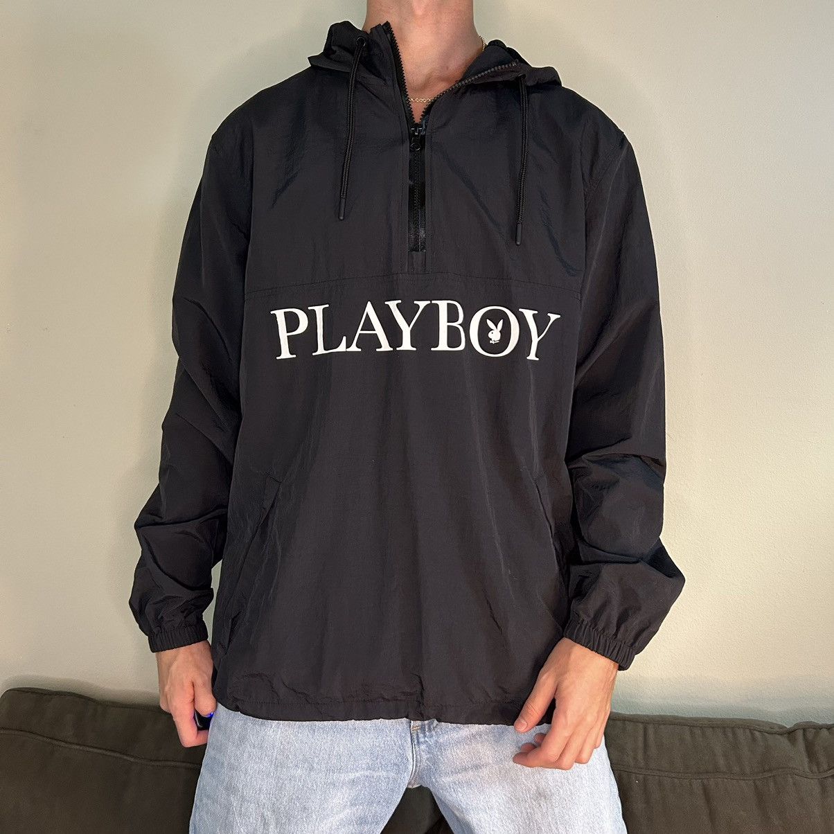 Pacsun Playboy x PacSun Black Anorak Windbreaker Hoodie Jacket - M ...