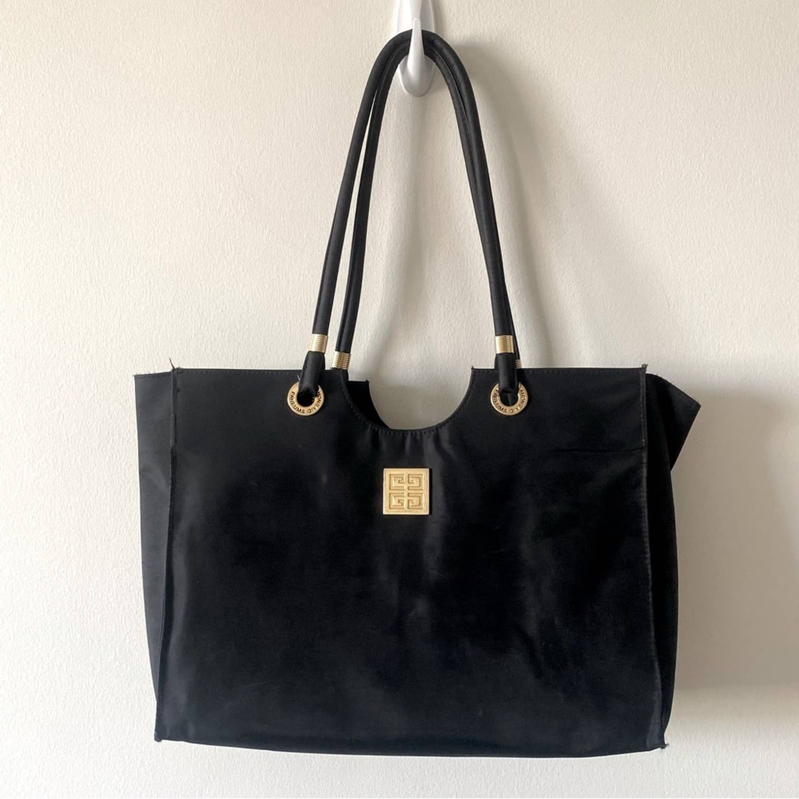 Givenchy Givenchy Parfums Black Nylon Tote Bag w/ Gold Signature Logo ...