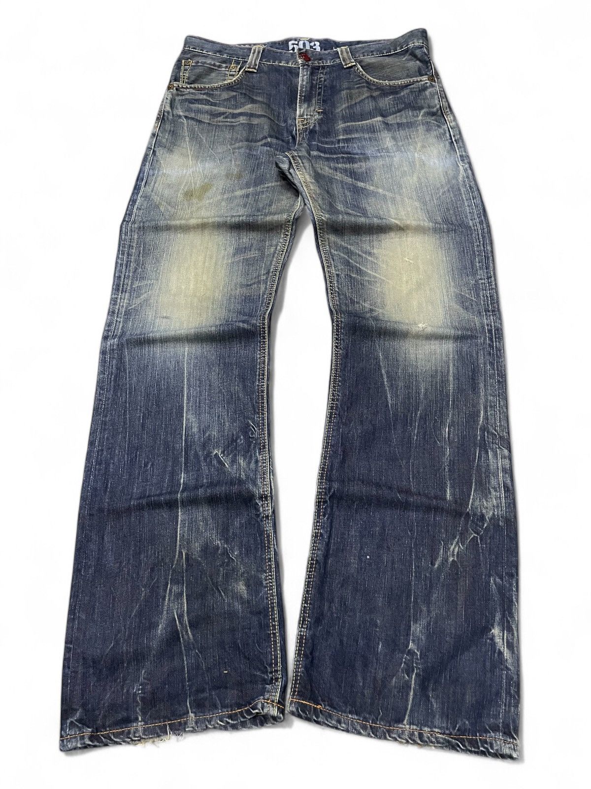 Distressed Denim × Edwin × Vintage Rare Edwin 503 Flare Heavy Stitch ...