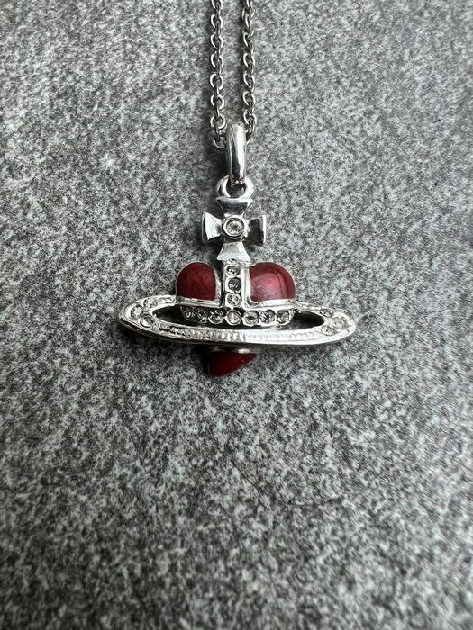 Vivienne Westwood Red Heart Saturn Orb Necklace | Grailed Vivienne Westwood Red Heart Saturn Orb Necklace | Grailed