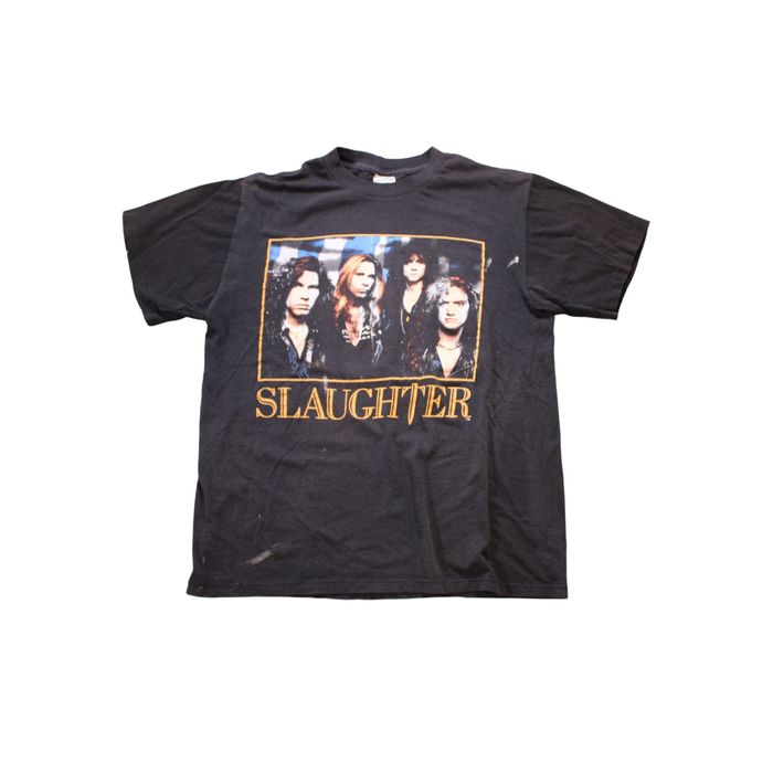 Vintage Vintage 90's Slaughter Tour Band Tee Shirt Black XL EDNWGD ...