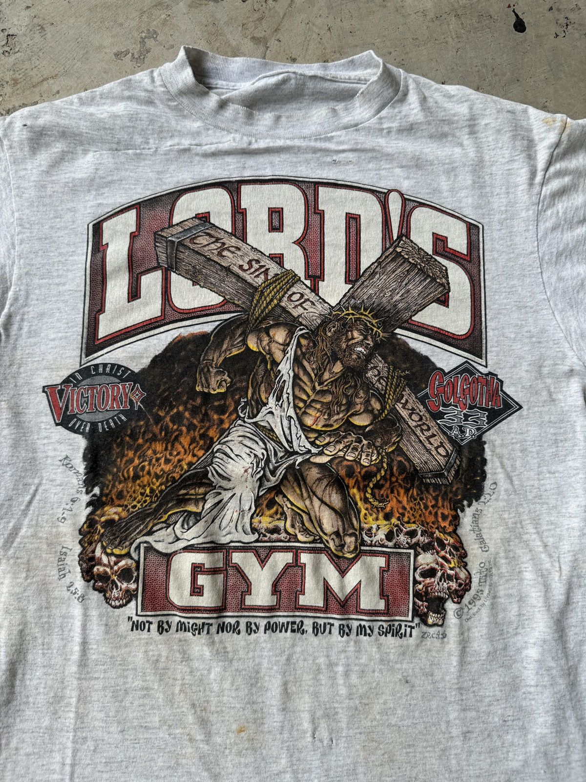 Vintage *RARE* VTG 1995 LORD’S GYM GOD BODYBUILDING NO SWEAT TEE | Grailed
