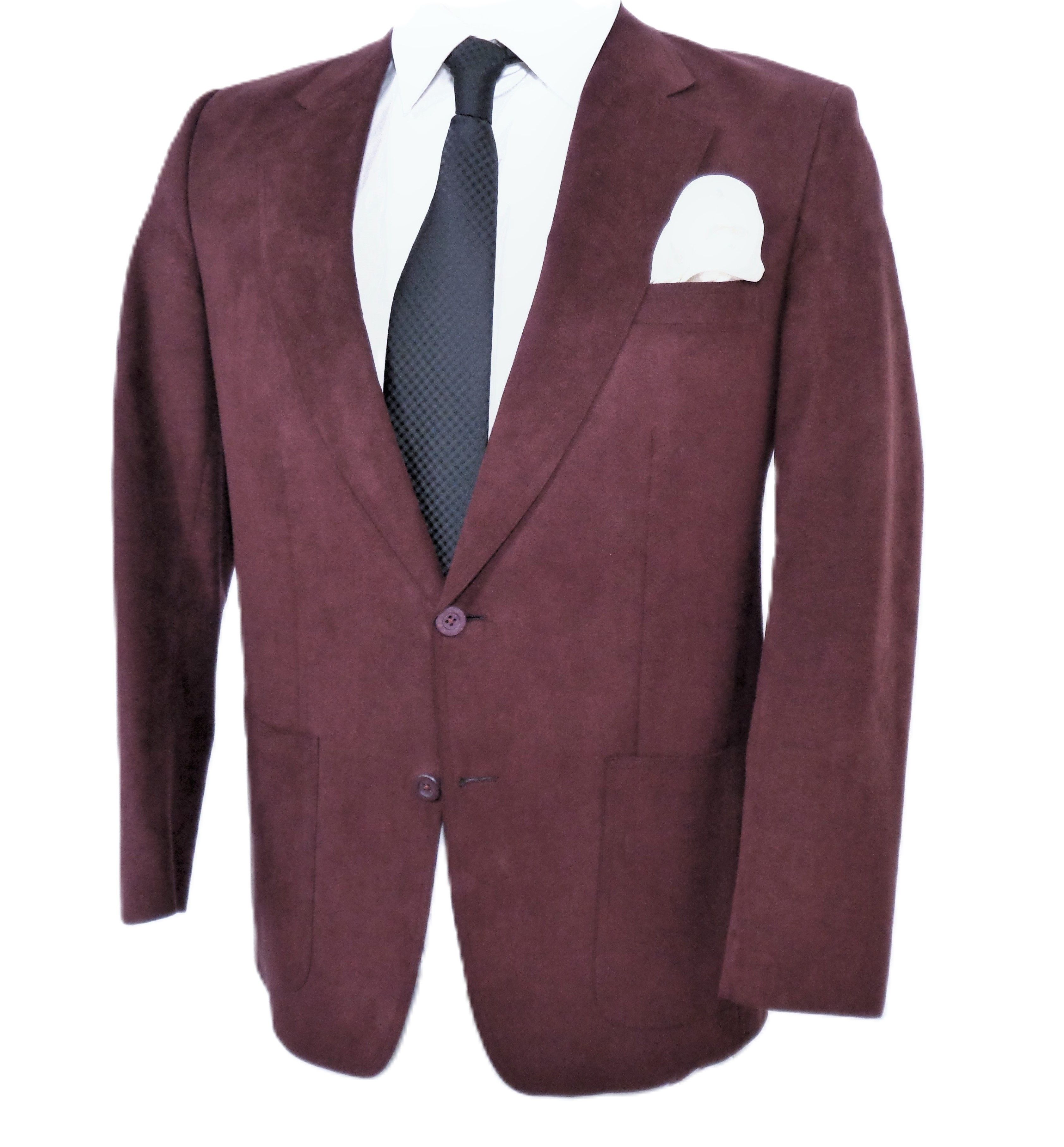 Halston Iii × Vintage Halston Mens Burgundy Suede Patc Pocket Blazer ...