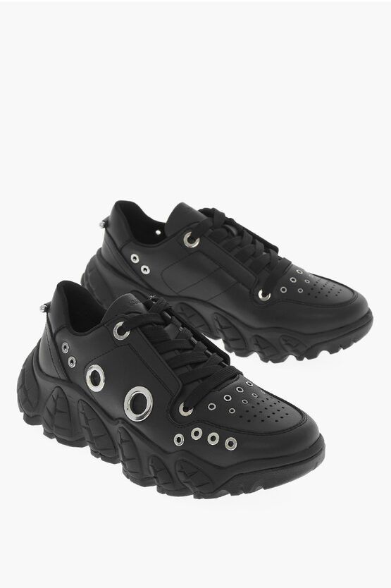 Neil Barrett Leather Low Top Sneakers with Eyelets Details | Grailed