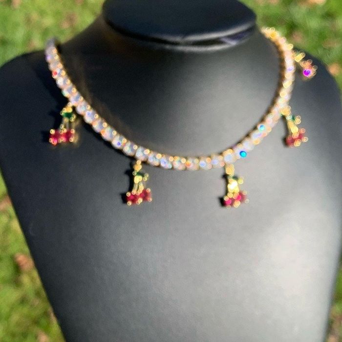 Cuban Link Chain Cherry Necklace | Cherry Tennis Chain 5mm Cherry Chain ...