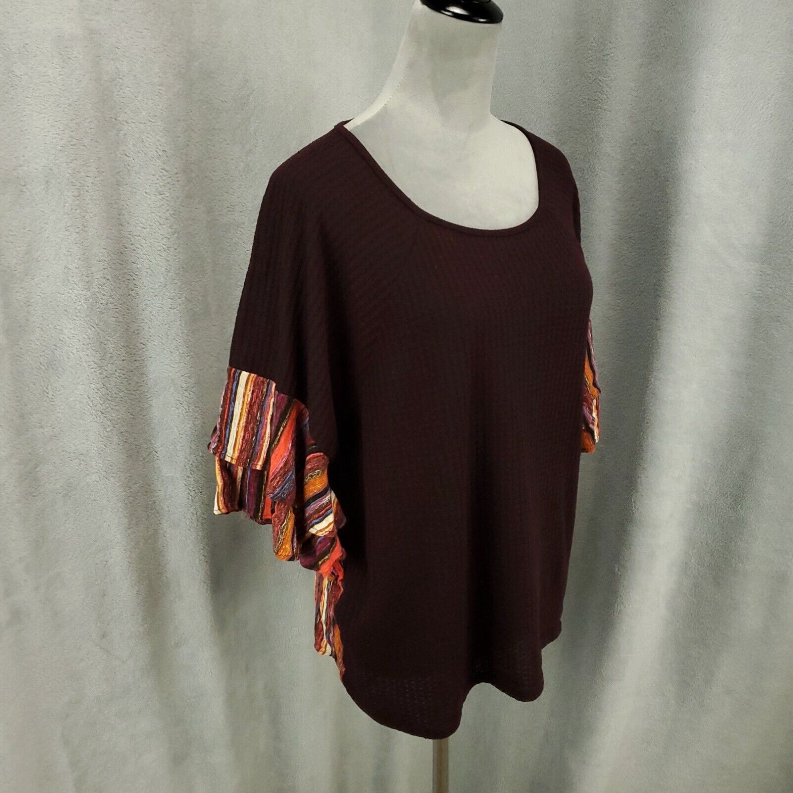 Vintage Umgee Tunic Womens Large Brown Orange Striped Waffle Knit ...