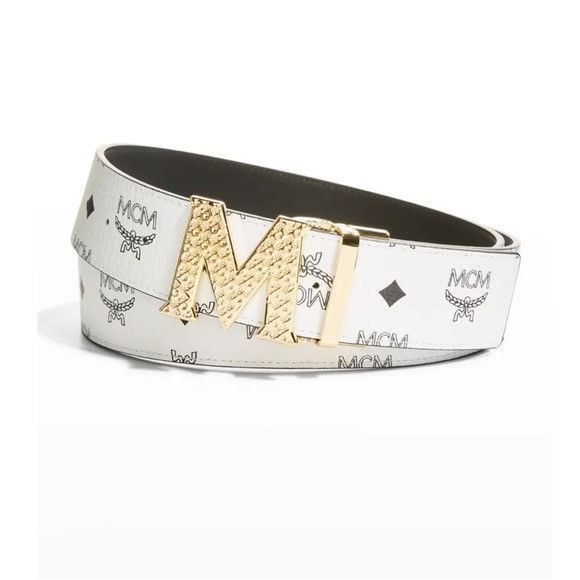 MCM MCM Claus Reversible Belt White Monogram | Grailed