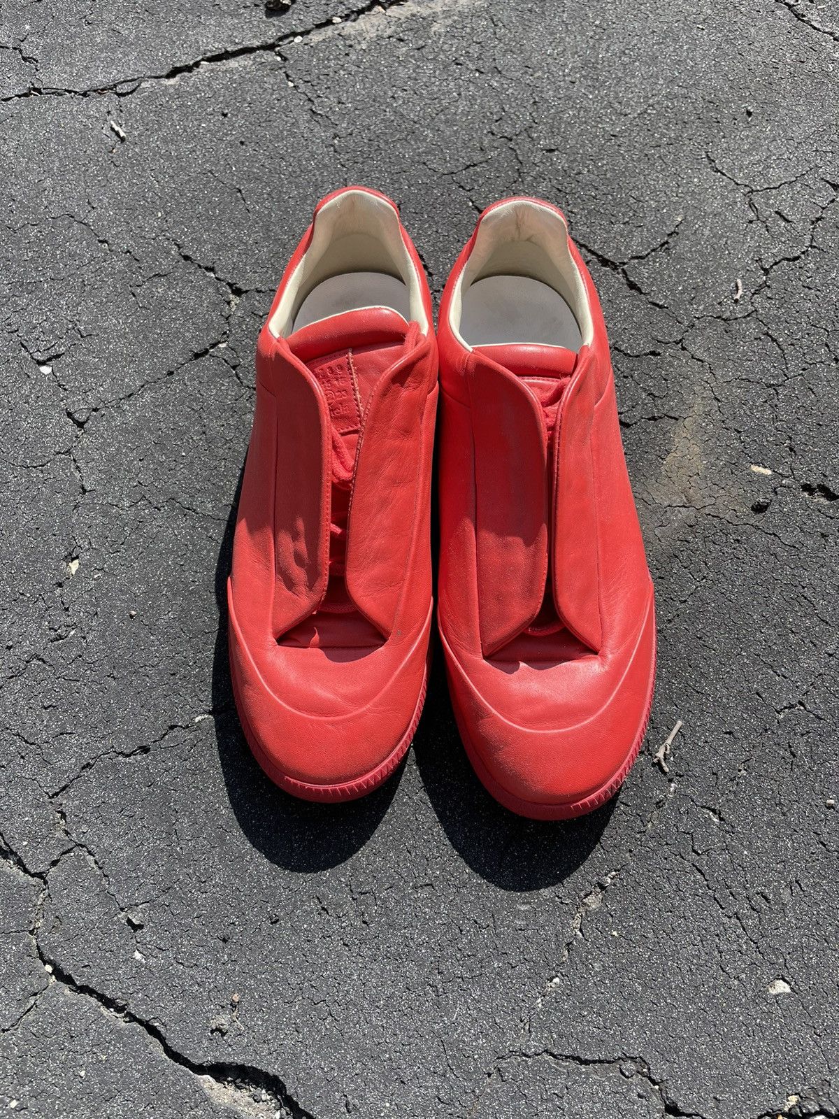 Maison Margiela Maison Margiela red Future low leather 10.5/43.5 | Grailed