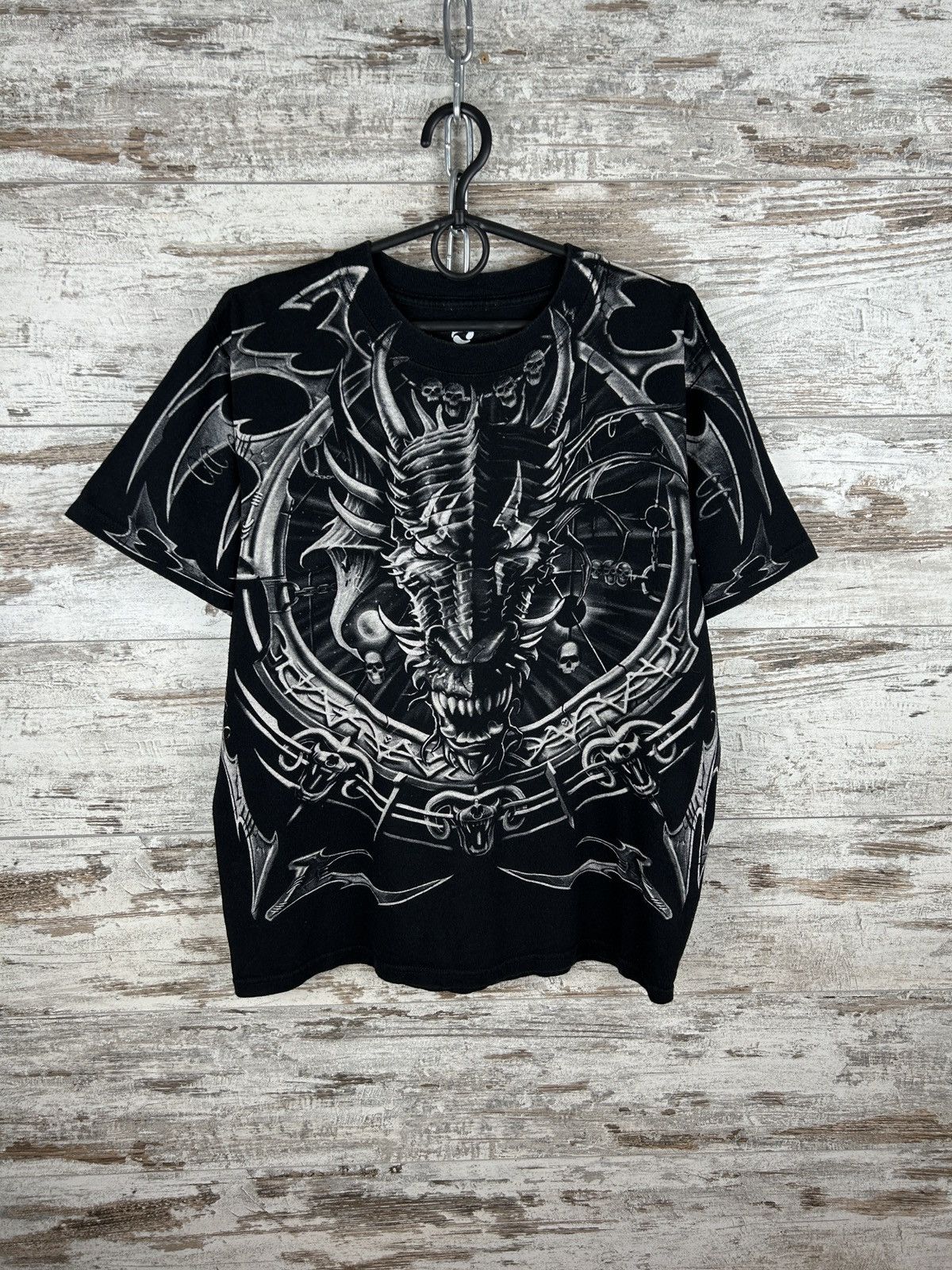Liquid Blue Mens Vintage Liquid Blue T Shirt overprint skeleton skulls ...