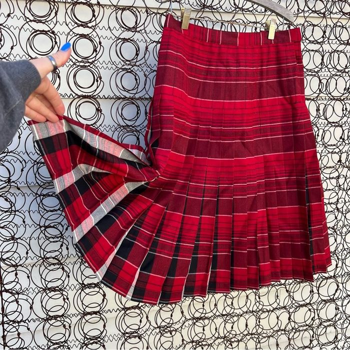 Pendleton Pendleton Wool reversible red black tartan plaid pleat skirt ...