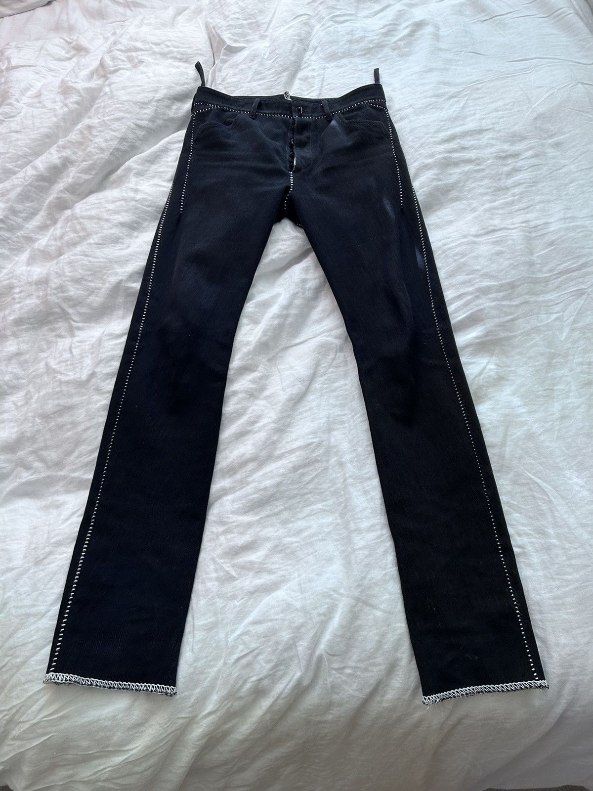 Carol Christian Poell CCP Overlock dead end contrast stich denim jeans ...