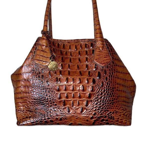Brahmin Brahmin Julian PecanTote Handbag Brown Embossed Croc Leather ...