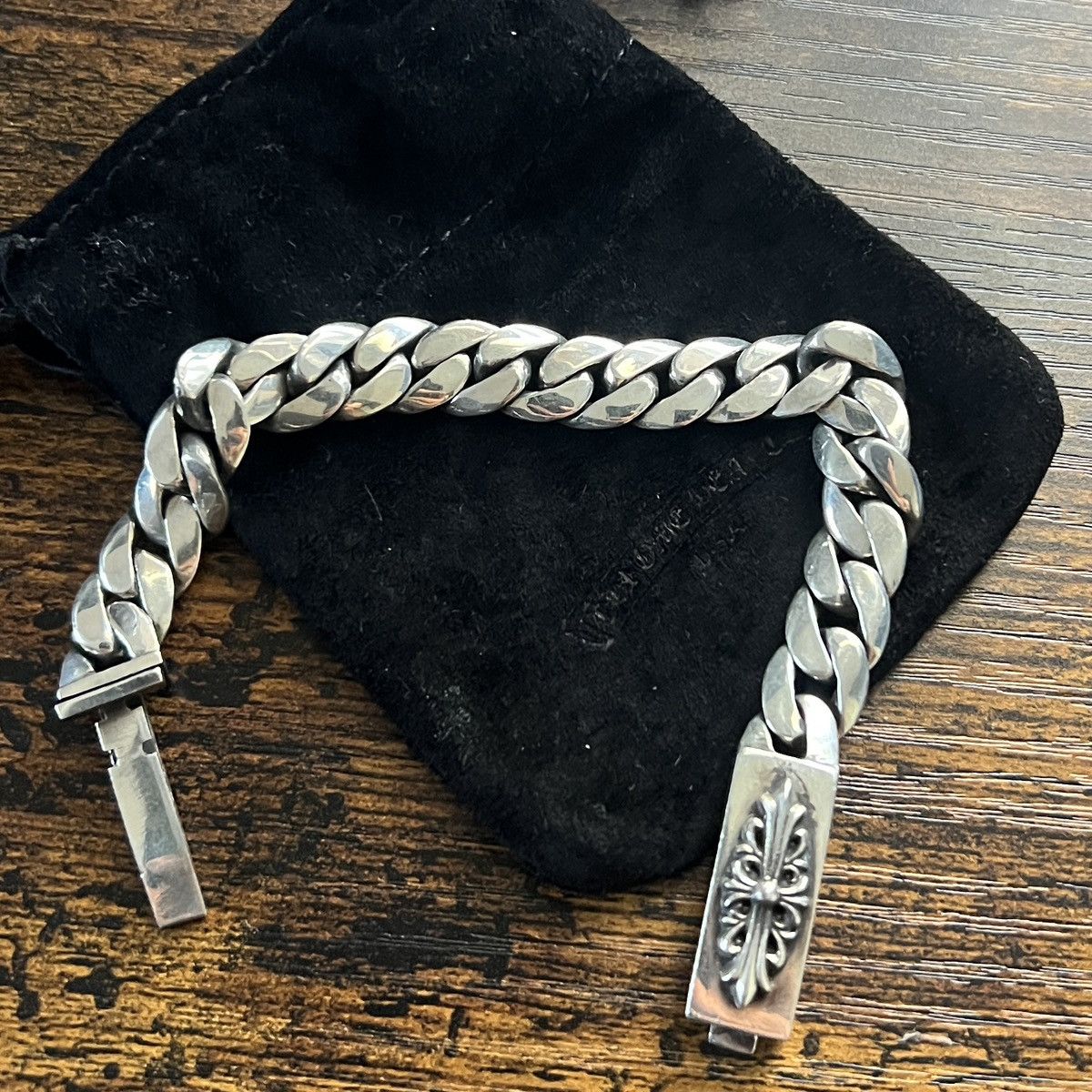 Chrome Hearts Chrome Hearts Baby Cuban Link Floral ID Bracelet | Grailed