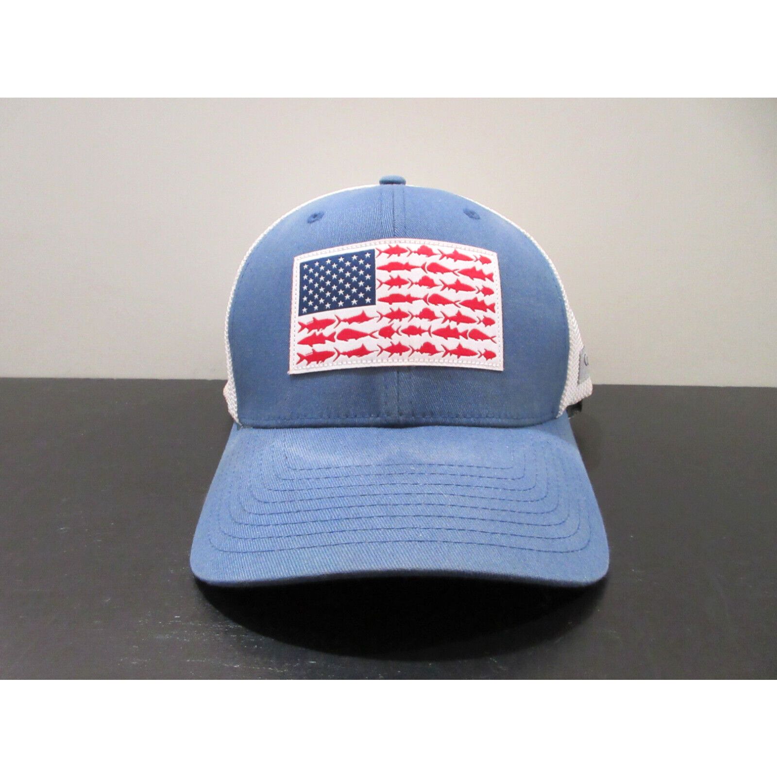 Vintage Columbia Hat Cap Fitted Adult Medium Blue White PFG Fishing ...
