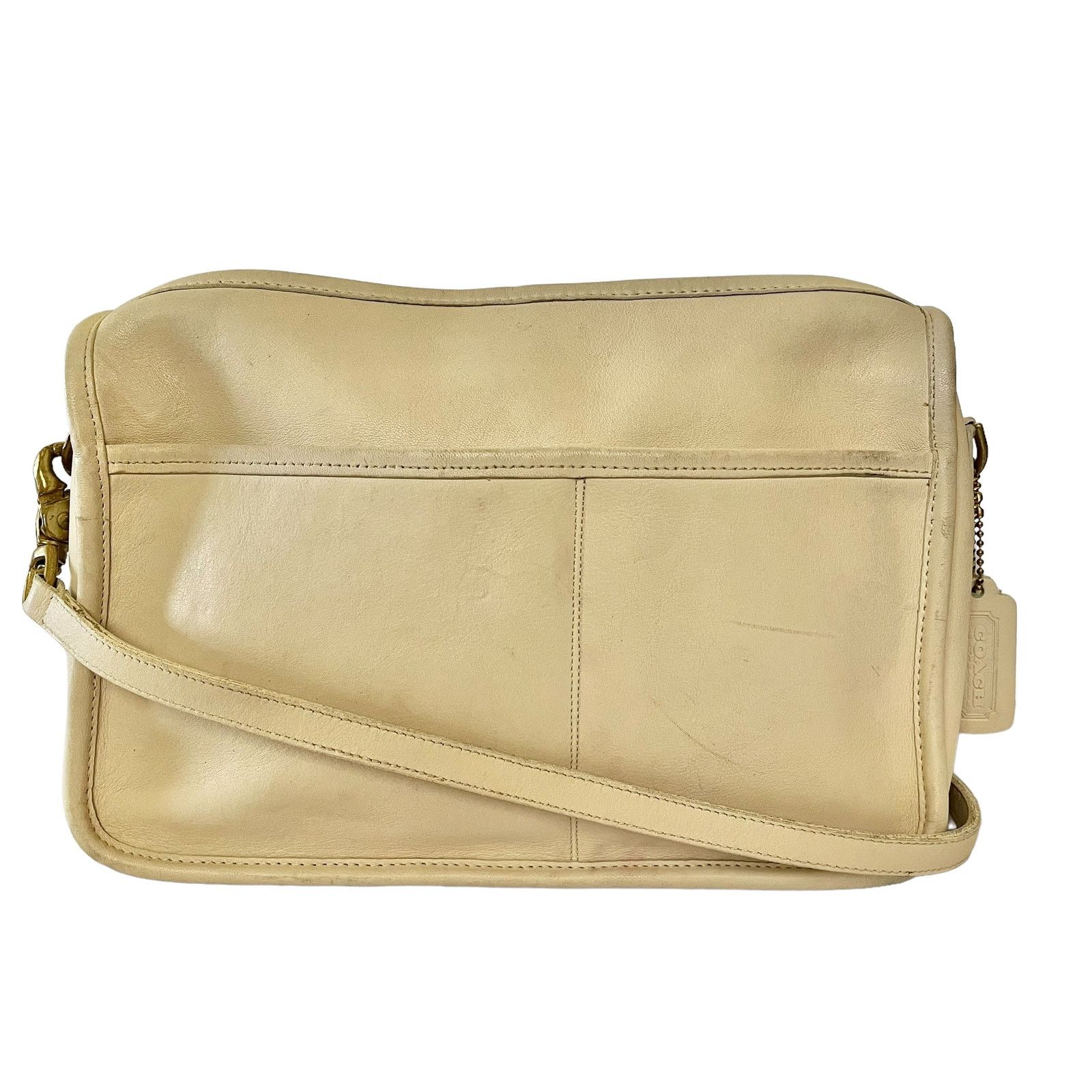 Coach × Vintage Vintage Coach Bone White Leather Companion Bag Purse ...