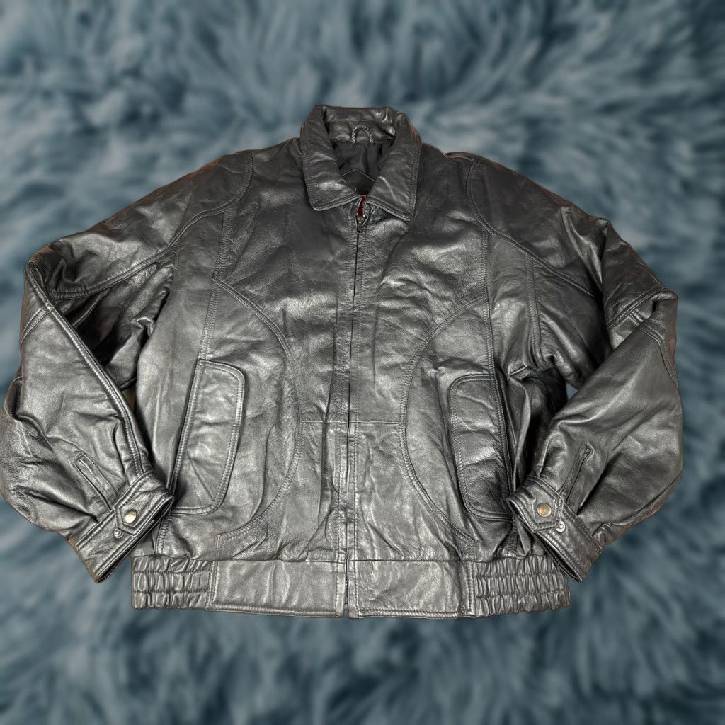 Vintage VINTAGE William Barry Leather Jacket Black Mens L Bomber 90s ...