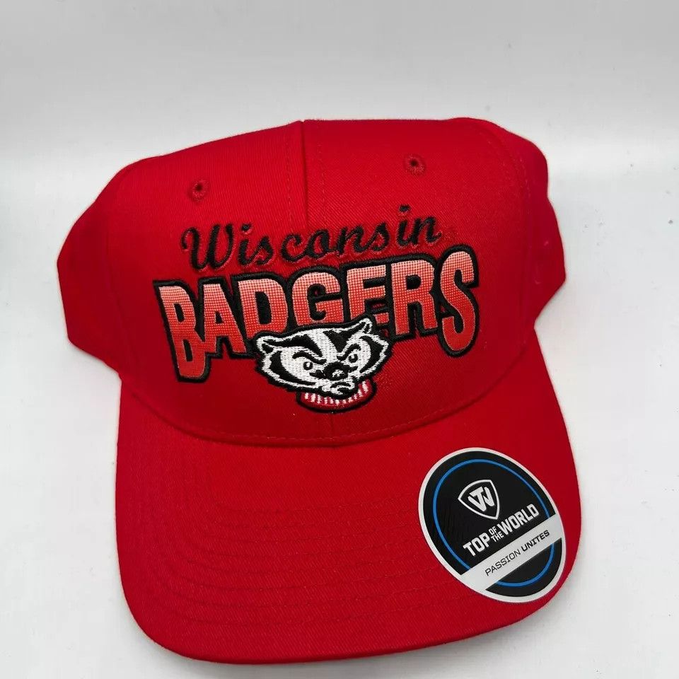 Top Of The World Wisconsin Badgers NCAA Hat Snapback Cap Red New Men ...