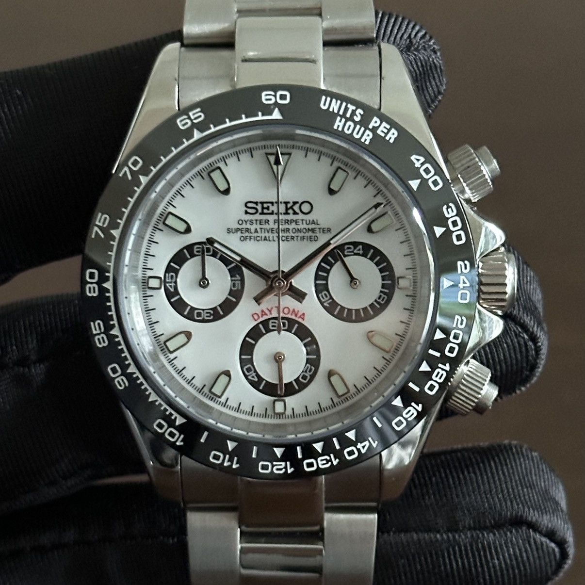 Seiko Seiko Mod Panda Daytona White Stainless Steel Luxury Watch | Grailed
