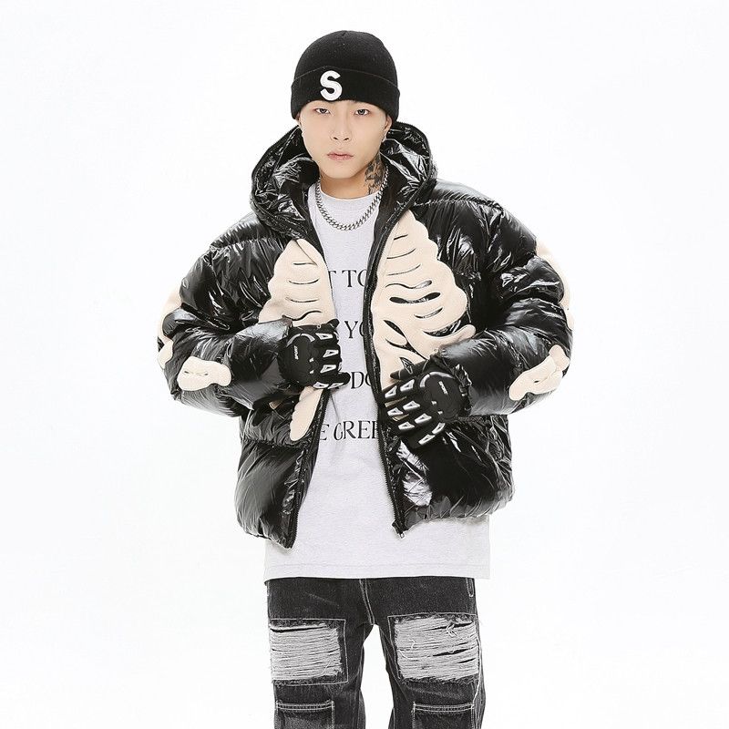 Japanese Brand × Streetwear Skeleton Embroidered Puffer Jacket | Grailed