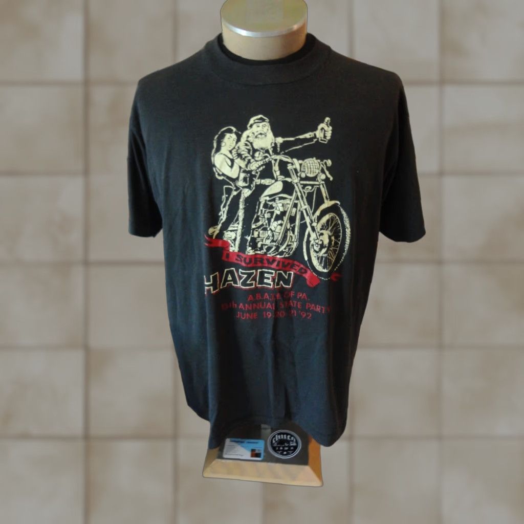Vintage VINTAGE 90's I Survived Hazen ABATE 1992 Motorcycle Biker T ...