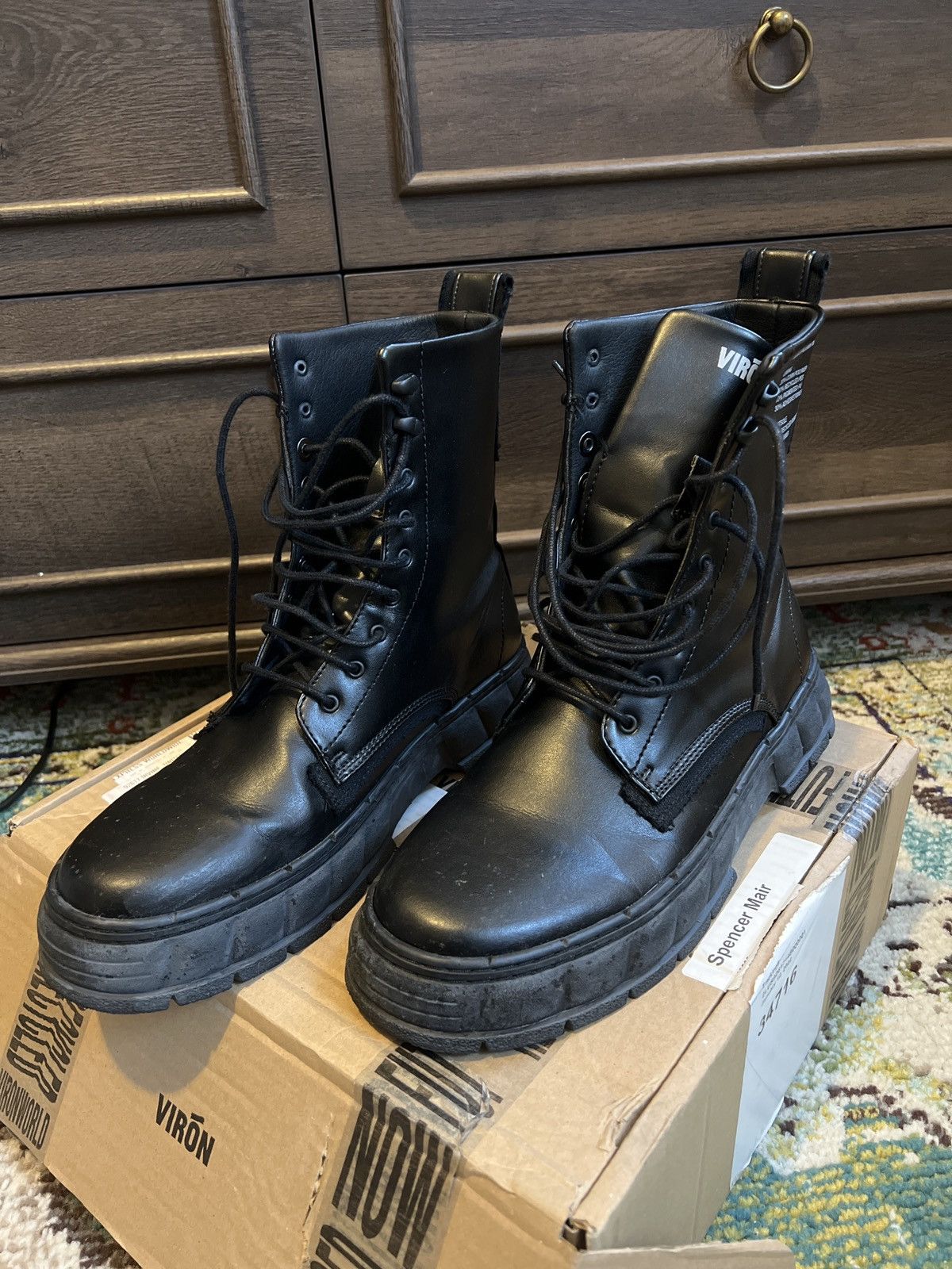 VIRON VIRÓN 1992 Black Apple Leather Boots | Grailed