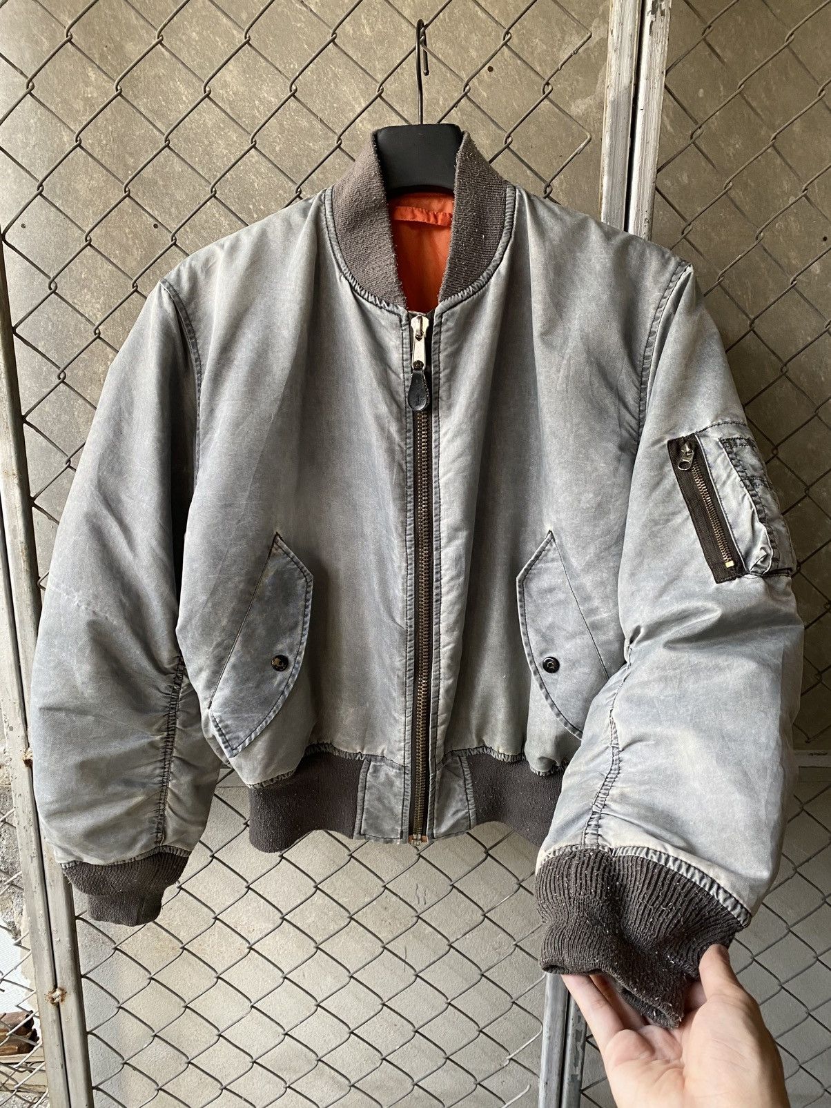 Pre-owned Alpha Industries X Military Faded Ma-1 Bomber Flight Jacket ...