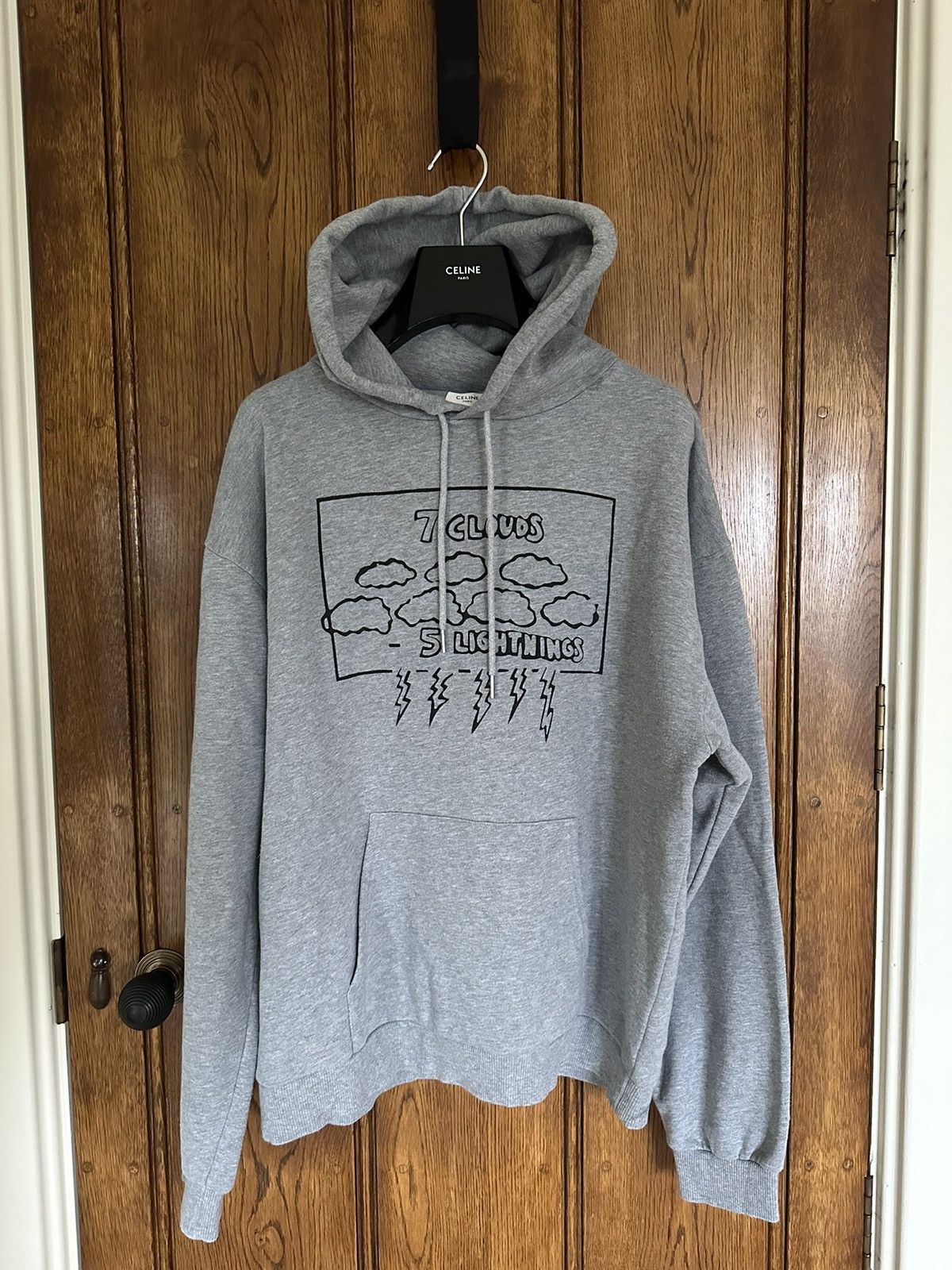 Celine FW21 Teen Knight Poem grey hoodie Gene Berry 7 Clouds 5 Hedi ...