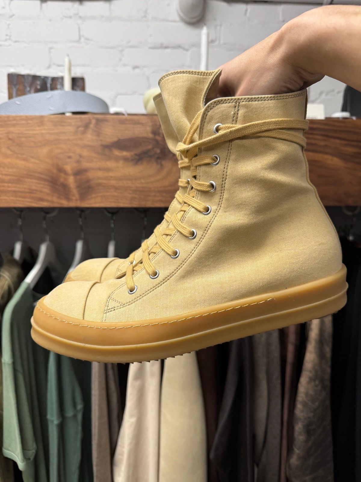 Rick Owens Rick Owens Mustard/Gum Sole ‘Ramones’ Low Top Sneakers | Grailed