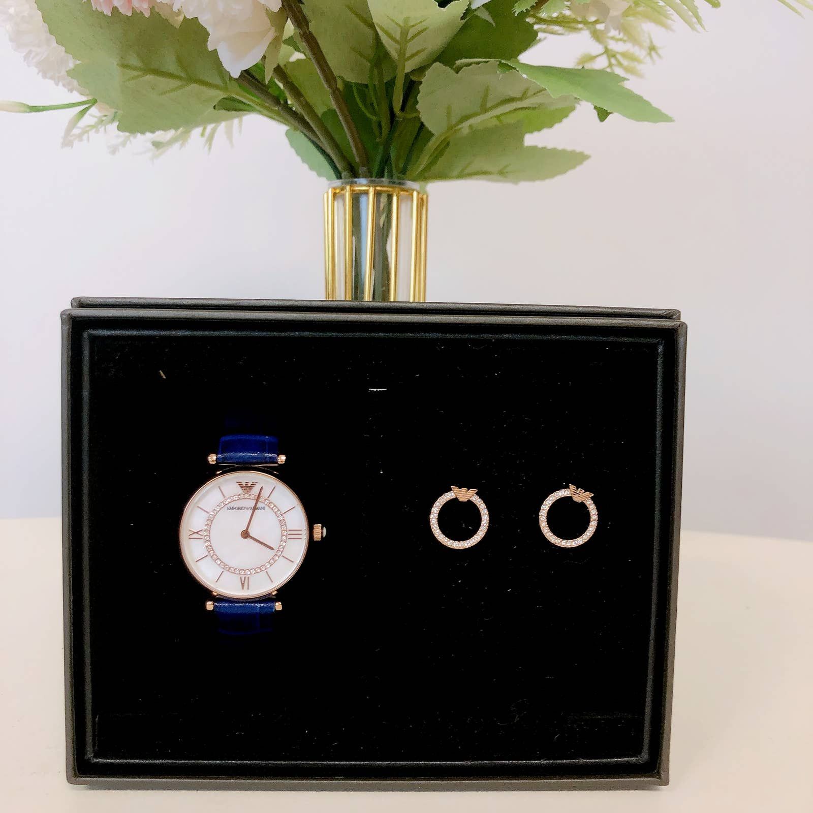 Emporio Armani Emporio Armani AR80053 Two-Hand Blue Leather Gift Set ...