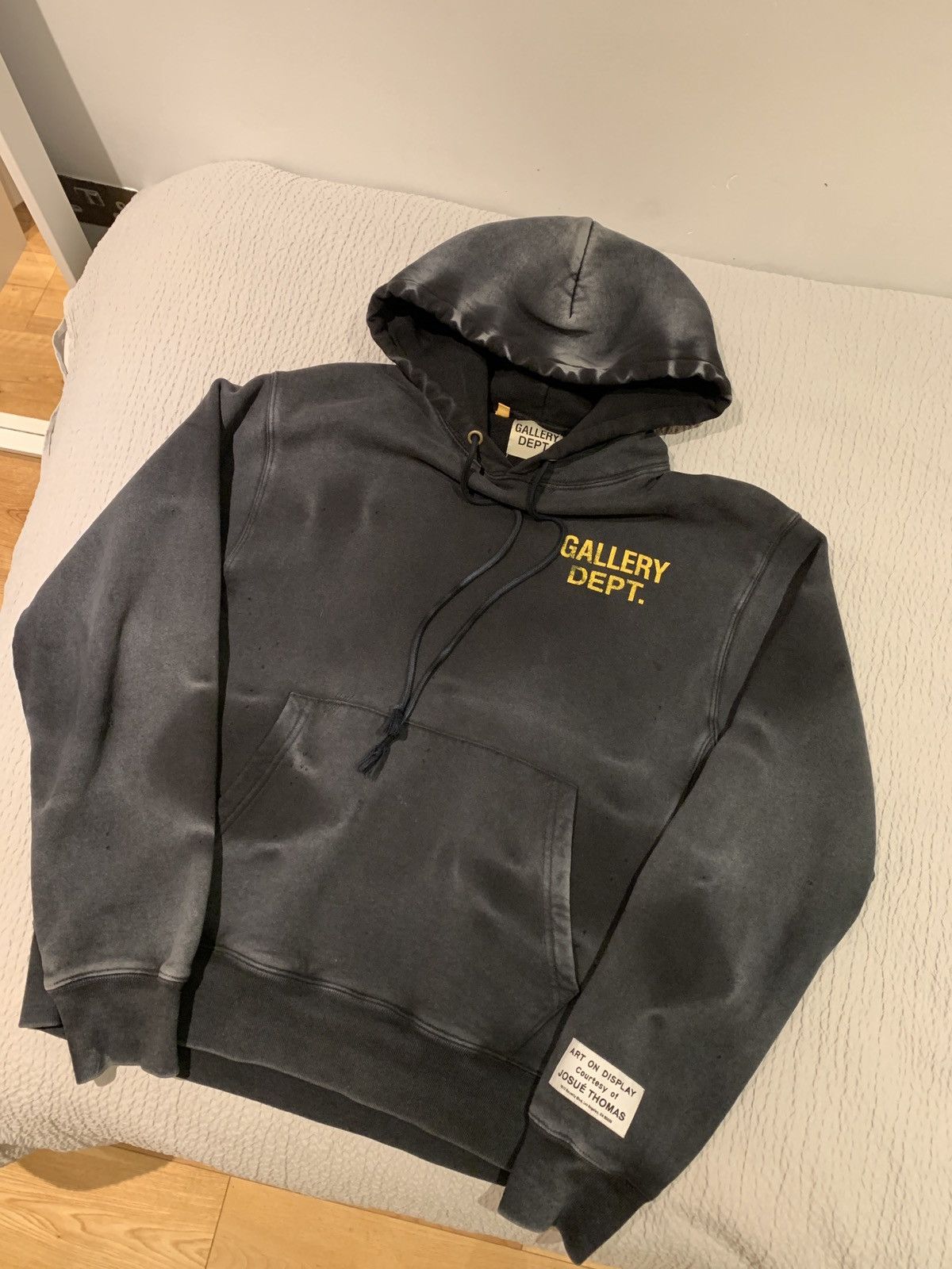 Gallery Dept. Gallery Dept Sunfaded Black Yellow Logo Hoodie | Grailed