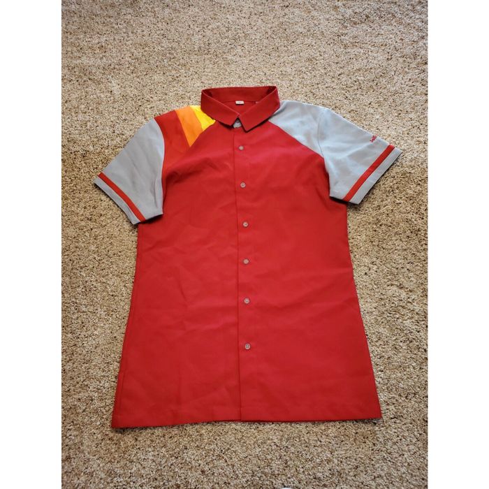 Vintage Jollibee Work Shirt Medium Mens Red Button Up Short Sleeve ...